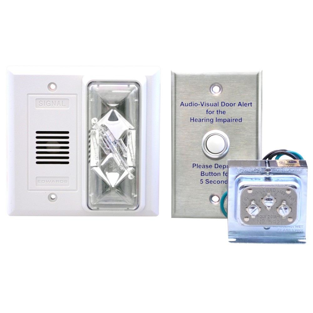 Loud Alarm/Strobe Doorbell Signaler with Button | Doorbell Alert