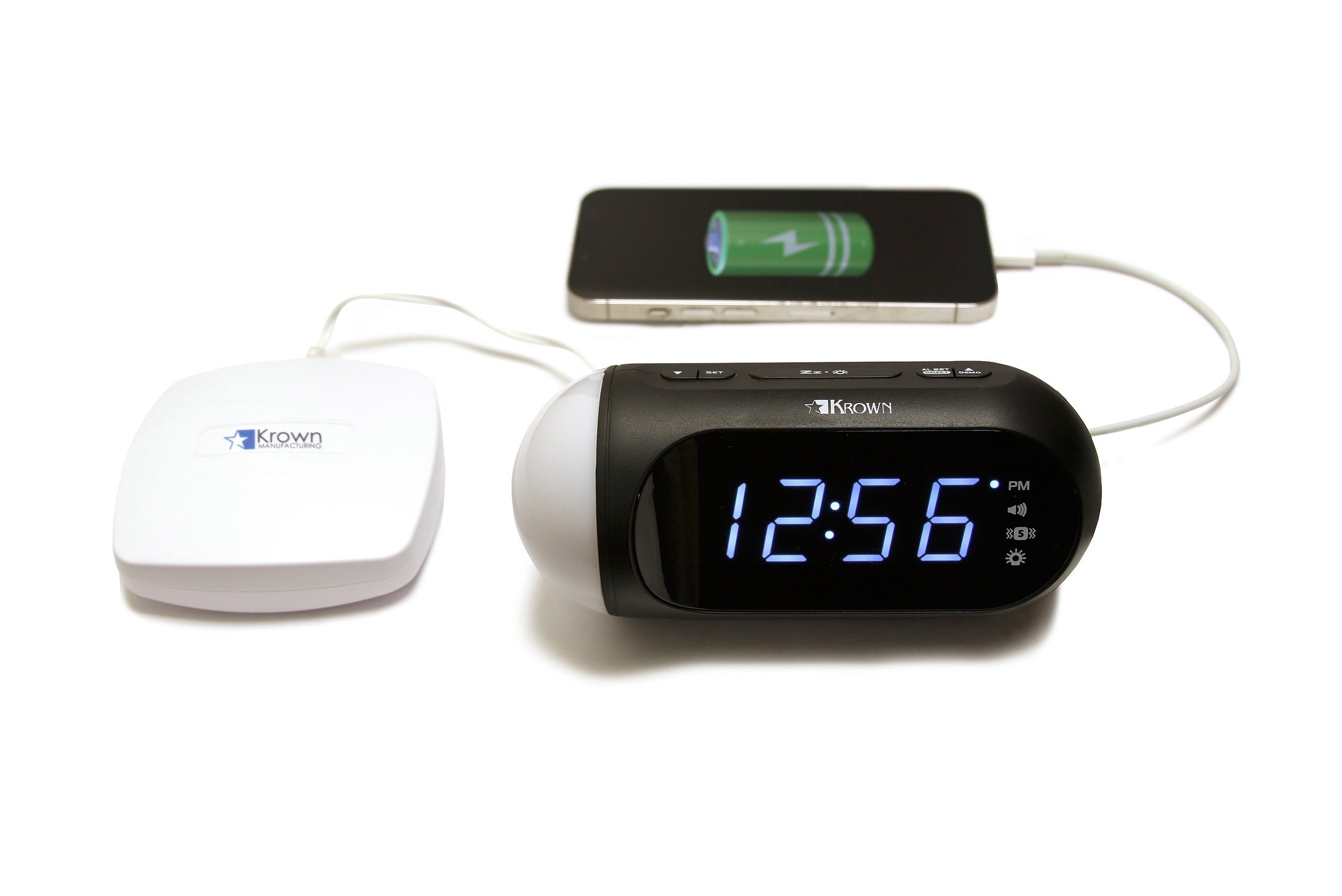 Krown Visual VibeAlert Alarm Clock with Bed Shaker for Deaf