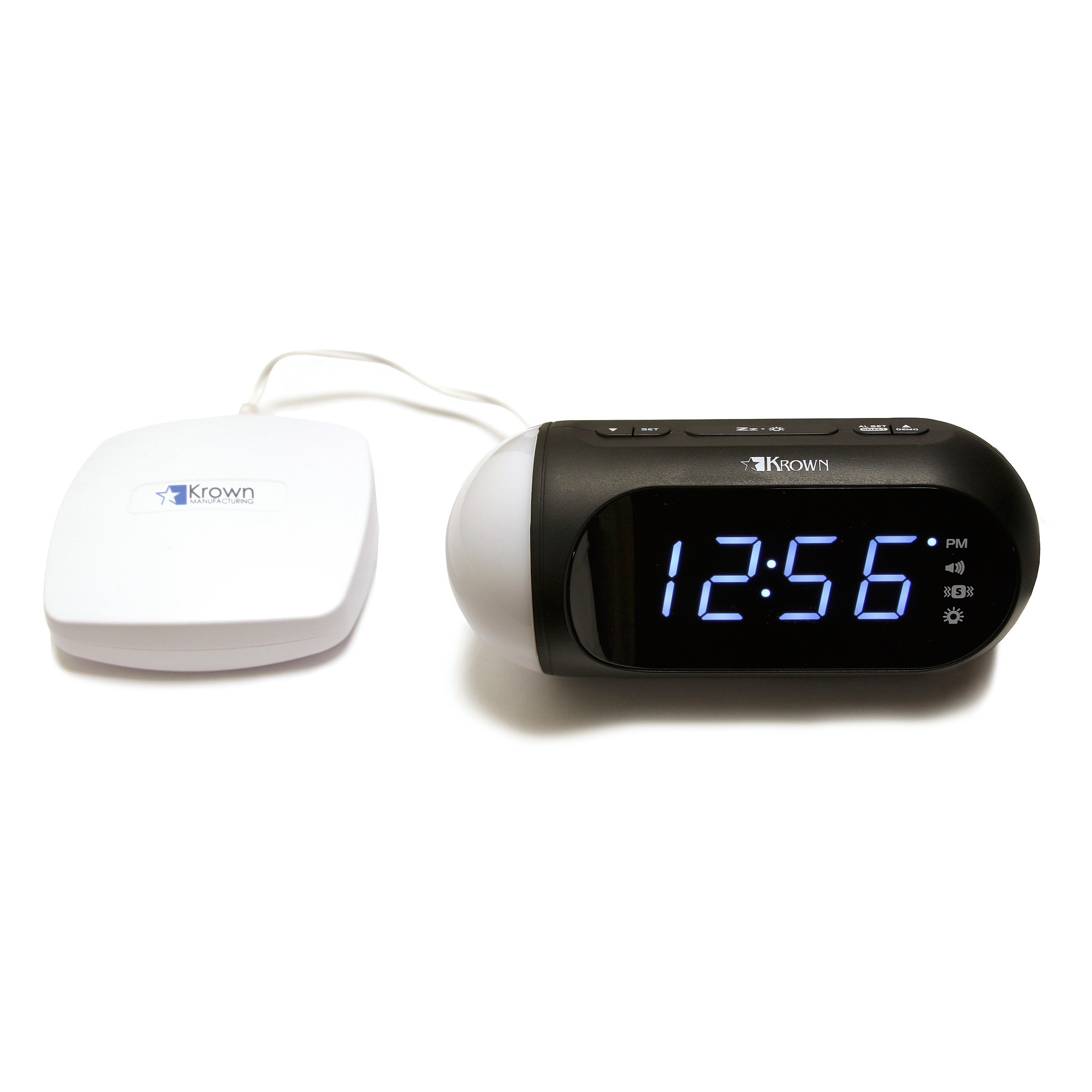 Krown Visual VibeAlert Alarm Clock with Bed Shaker for Deaf