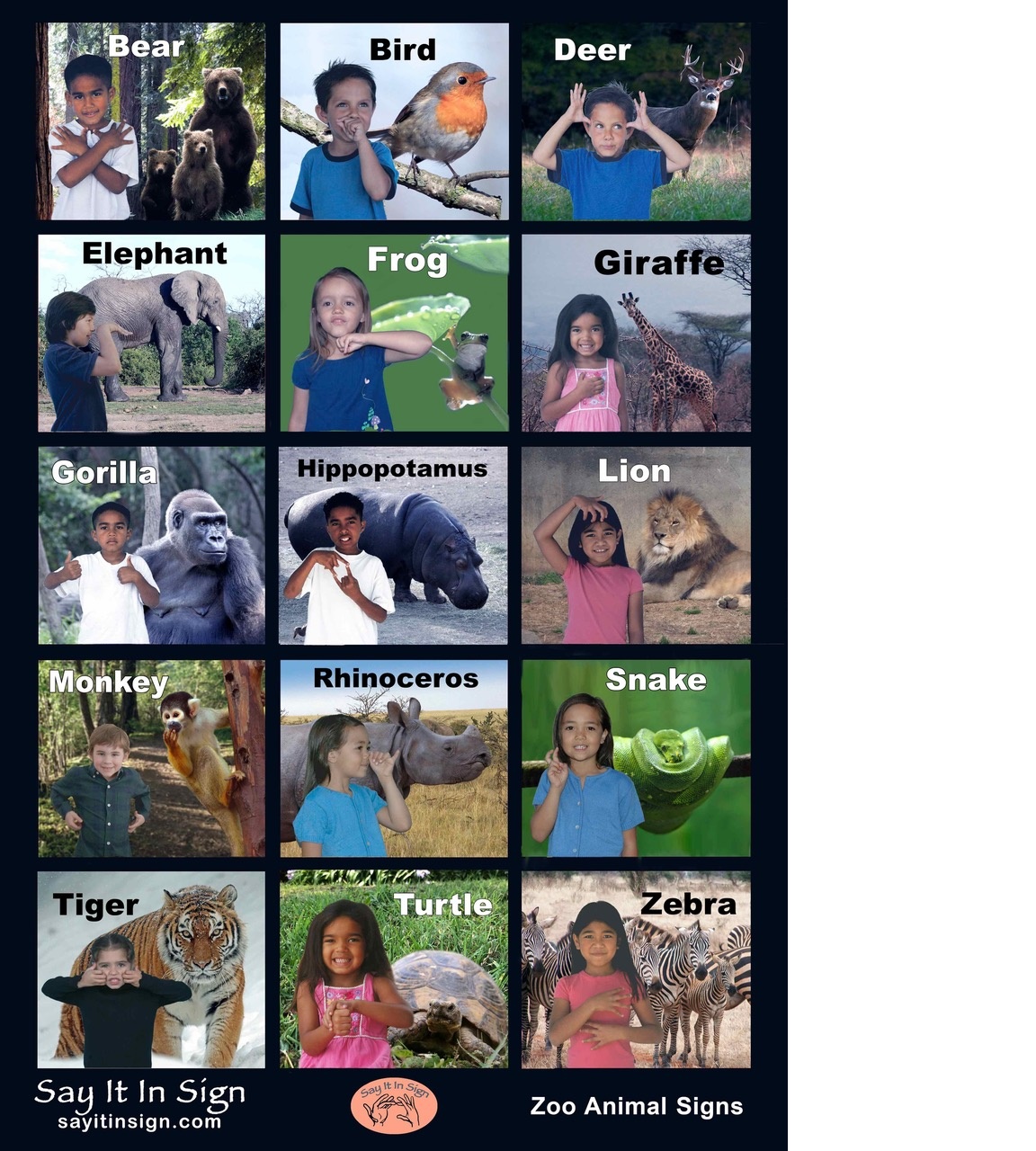 Zoo Animal Signs - ASL Lenticular Poster | Diglo